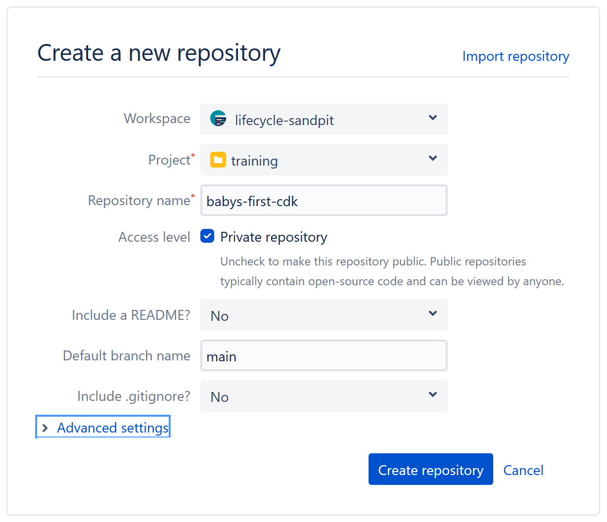 1 Create Your Bitbucket Repo Assembly Line Training Workshop